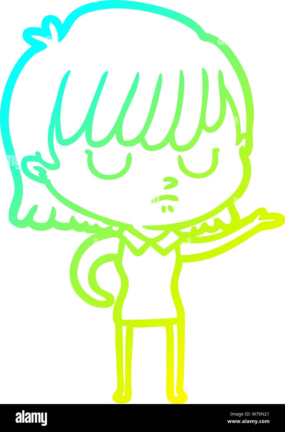 cold gradient line drawing of a cartoon woman Stock Vector Image & Art ...