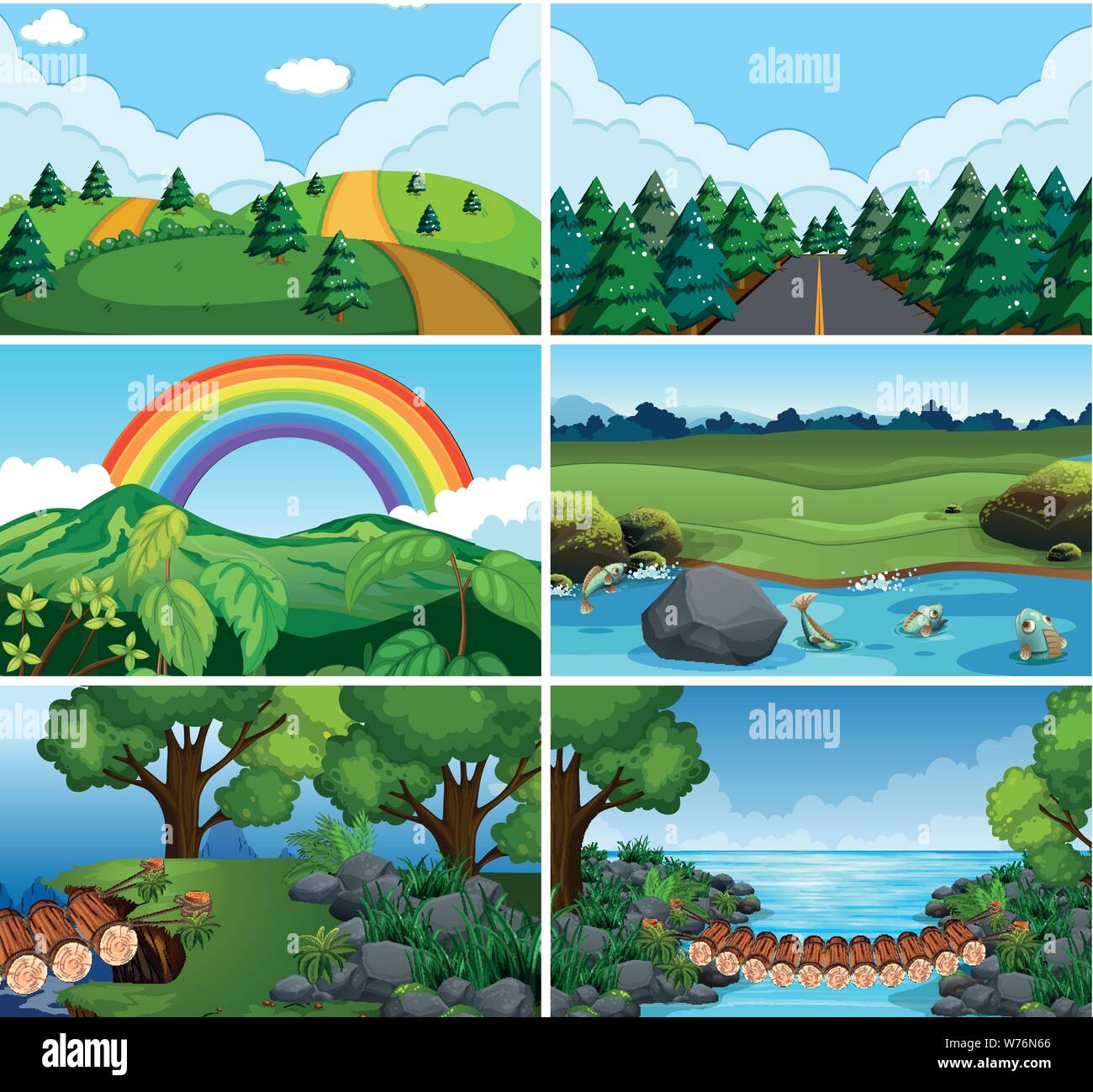 Set of nature scenes illustration Stock Vector Image & Art - Alamy
