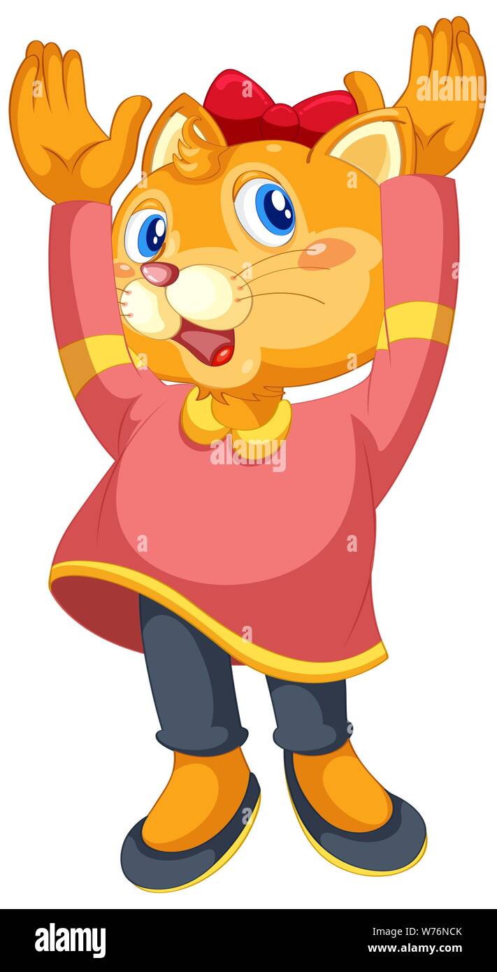 Cute cat in human-like pose isolated illustration Stock Vector Image ...