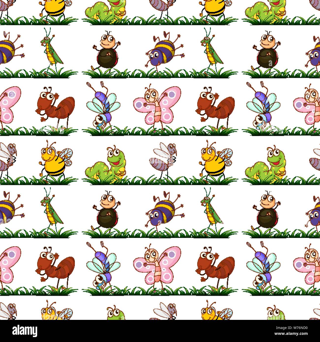 Seamless pattern tile cartoon with insects illustration Stock Vector ...