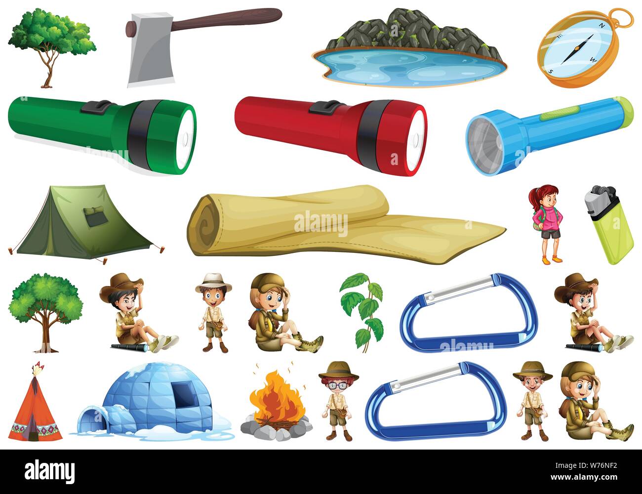 Set of outdoor people and objects illustration Stock Vector Image & Art ...