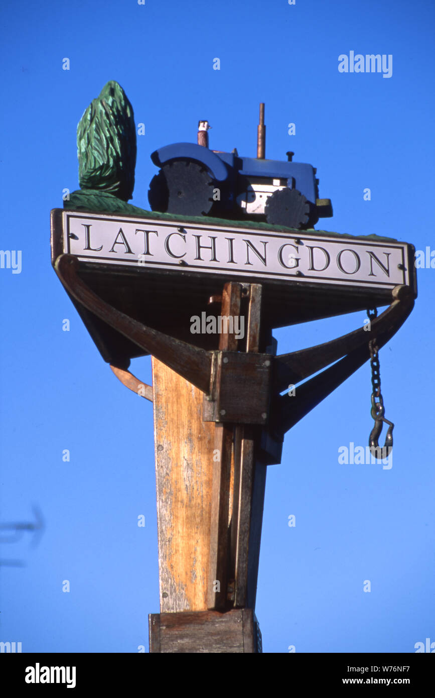 Village sign, Latchingdon Stock Photo - Alamy