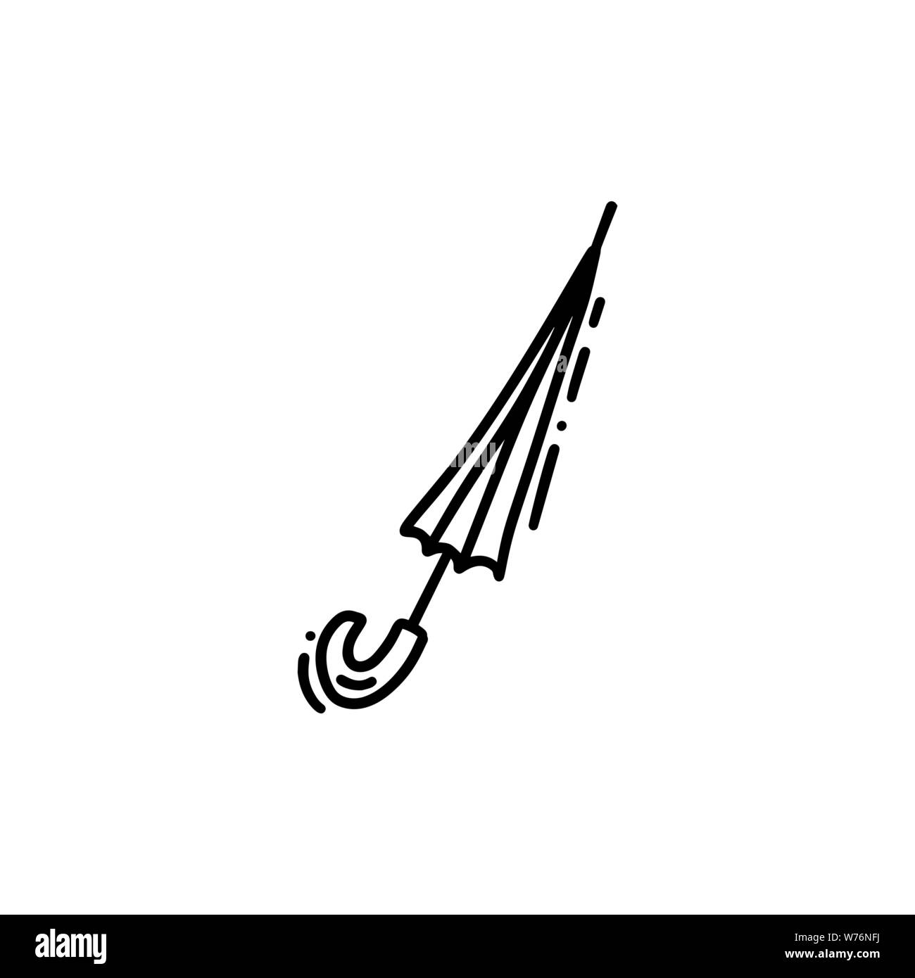 Icon of monoline cartoon umbrella. Hand drawn vector doodle logo ...