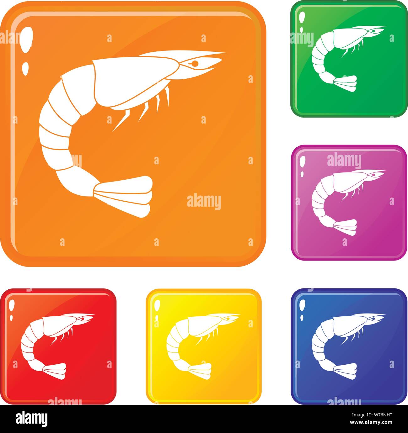 Fresh sea shrimp icons set vector color Stock Vector Image & Art - Alamy