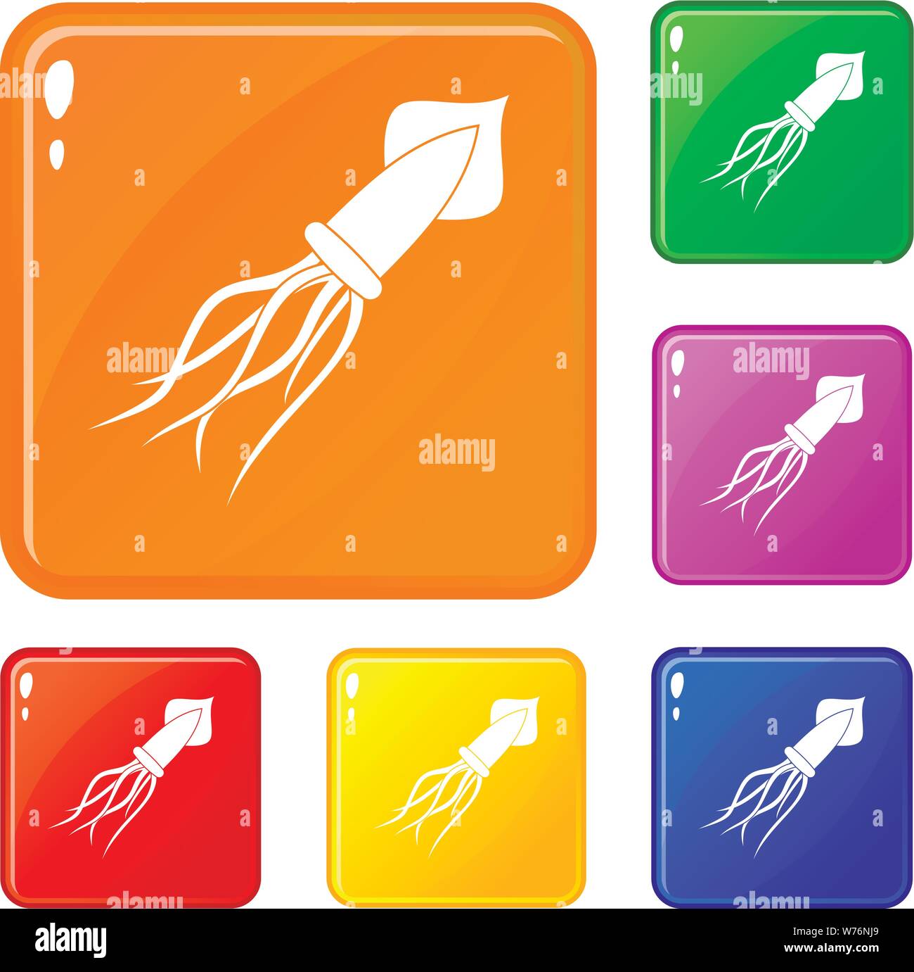 Squid icons set vector color Stock Vector Image & Art - Alamy