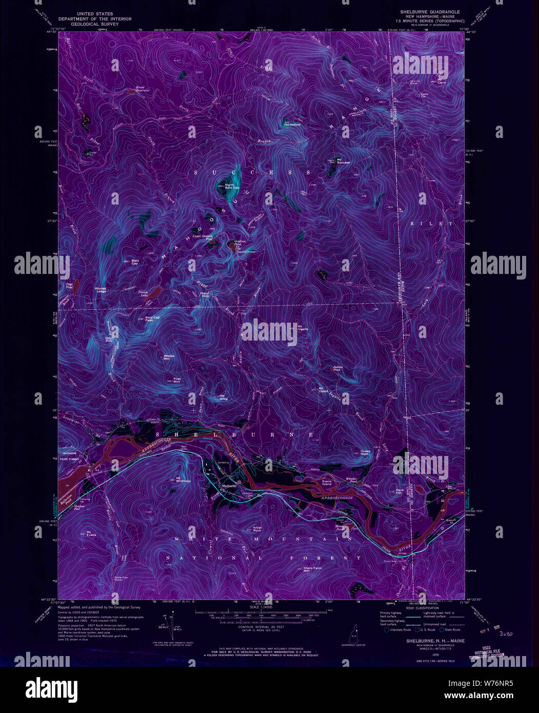 USGS TOPO Map New Hampshire NH Shelburne 329783 1970 24000 Inverted ...