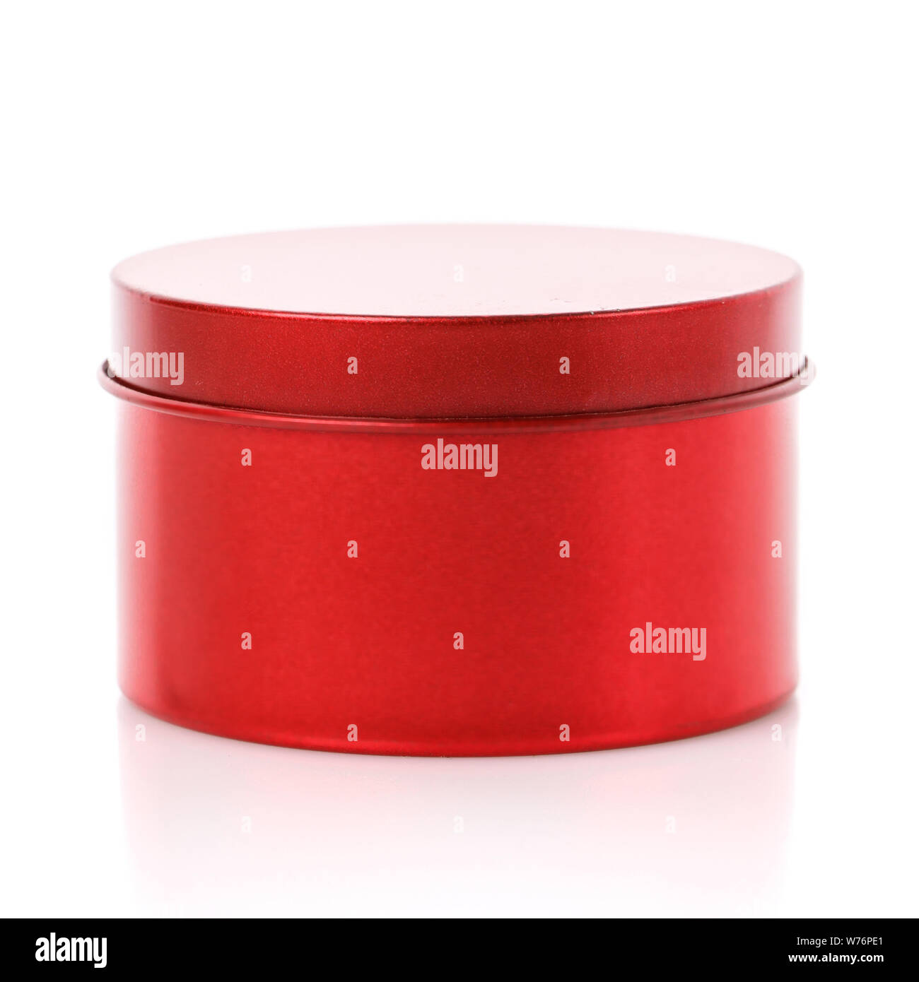 Simple round red gift box isolated on white Stock Photo - Alamy