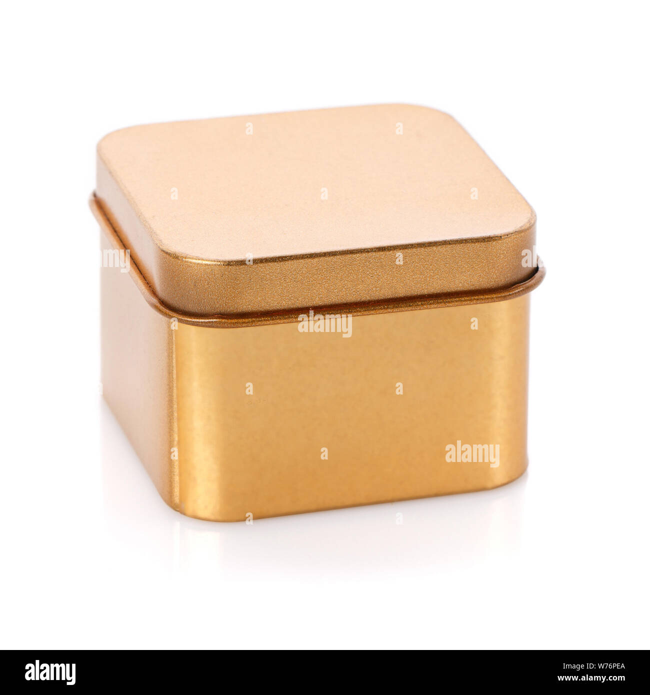 Gold gift box isolated on white. Classic gift Stock Photo - Alamy