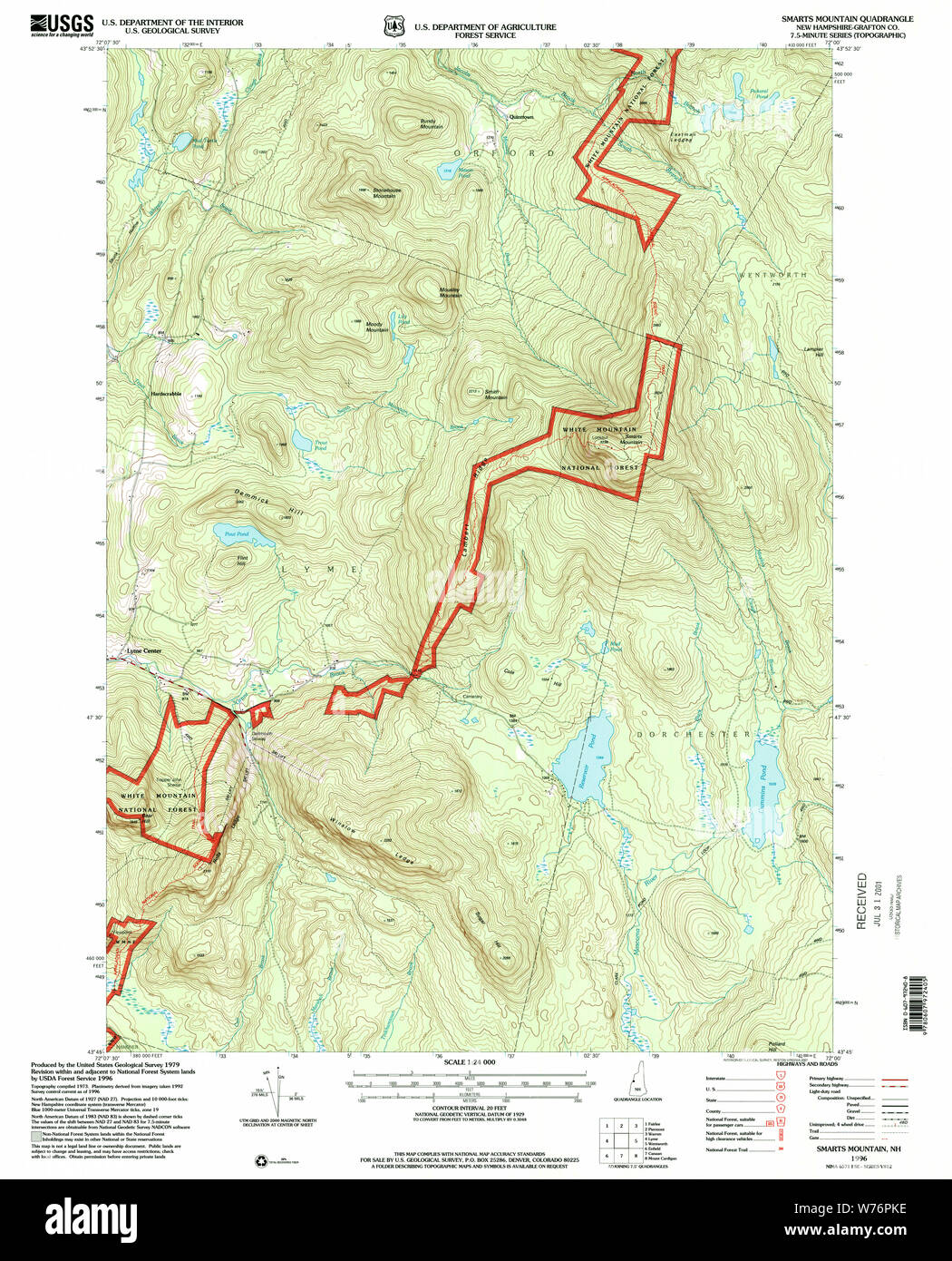 USGS TOPO Map New Hampshire NH Smarts Mountain 329789 1996 24000 ...