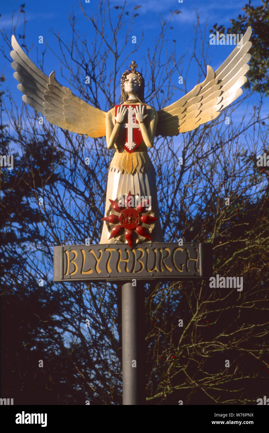 Village sign, Blythburgh Stock Photo - Alamy