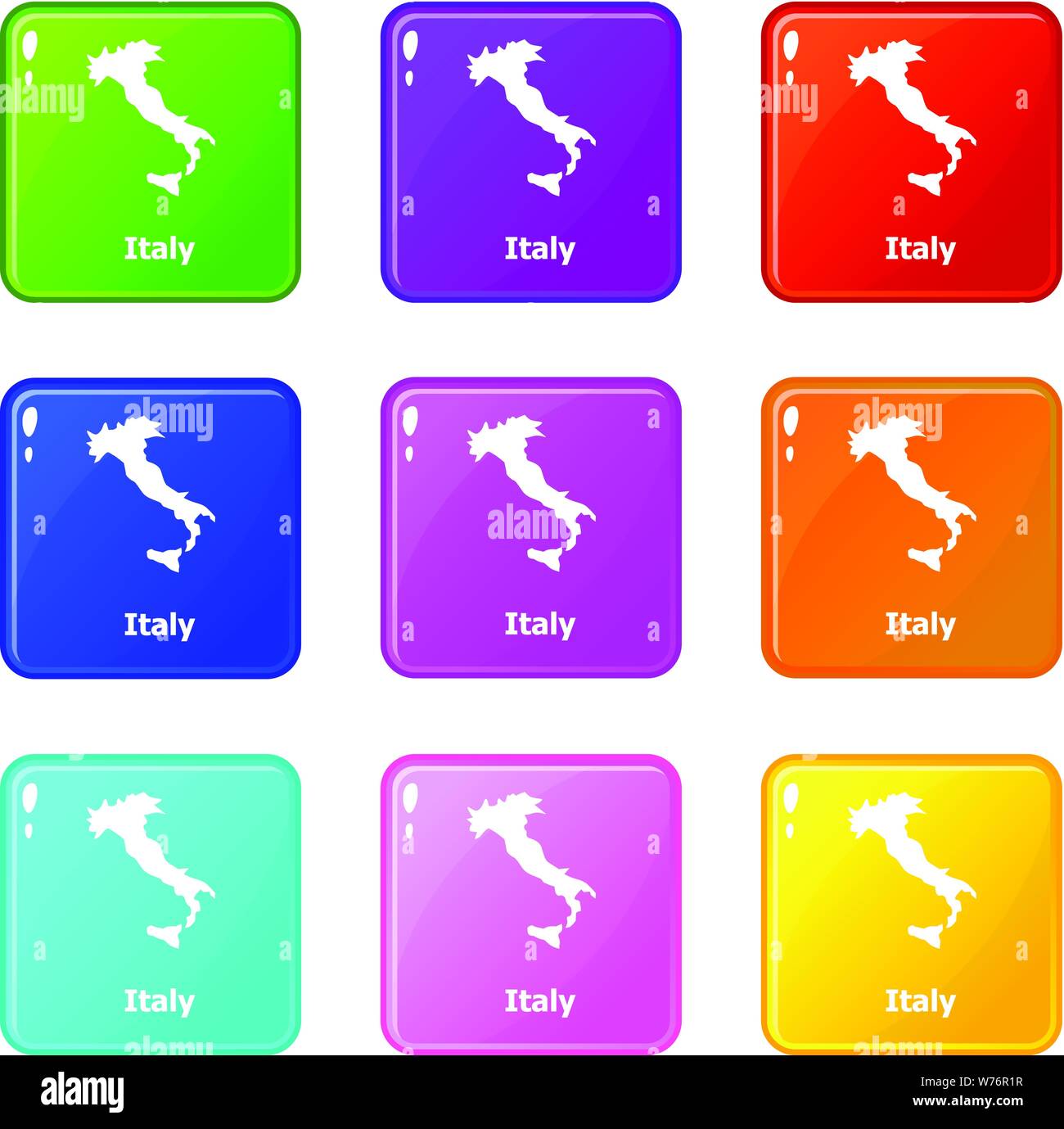 Italy map icons set 9 color collection Stock Vector Image & Art - Alamy