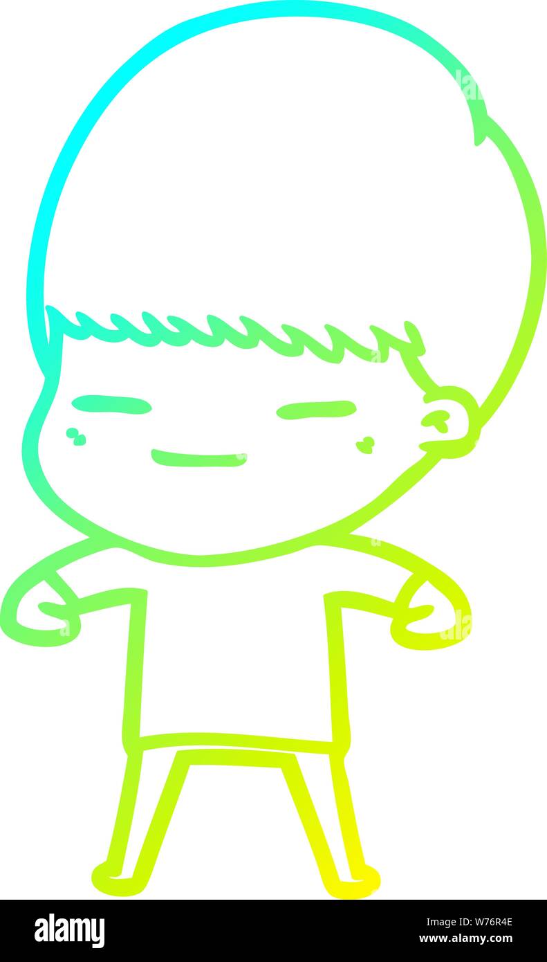 cold gradient line drawing of a cartoon smug boy Stock Vector Image ...