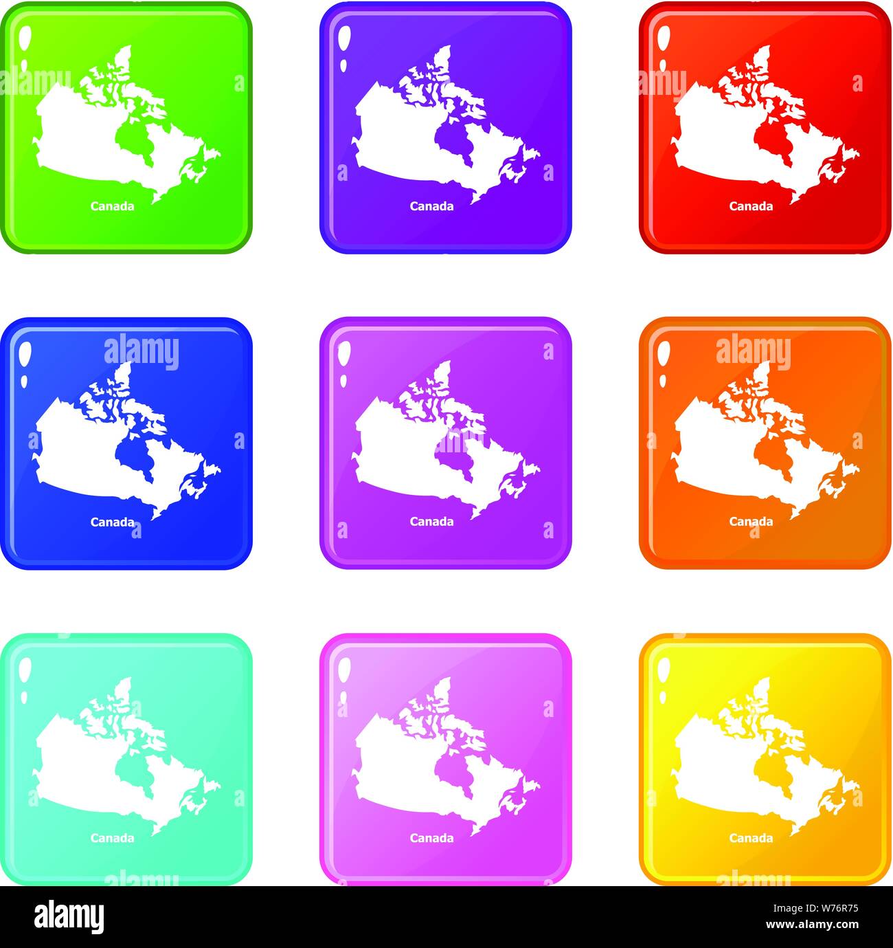 Canada map icons set 9 color collection Stock Vector Image & Art - Alamy