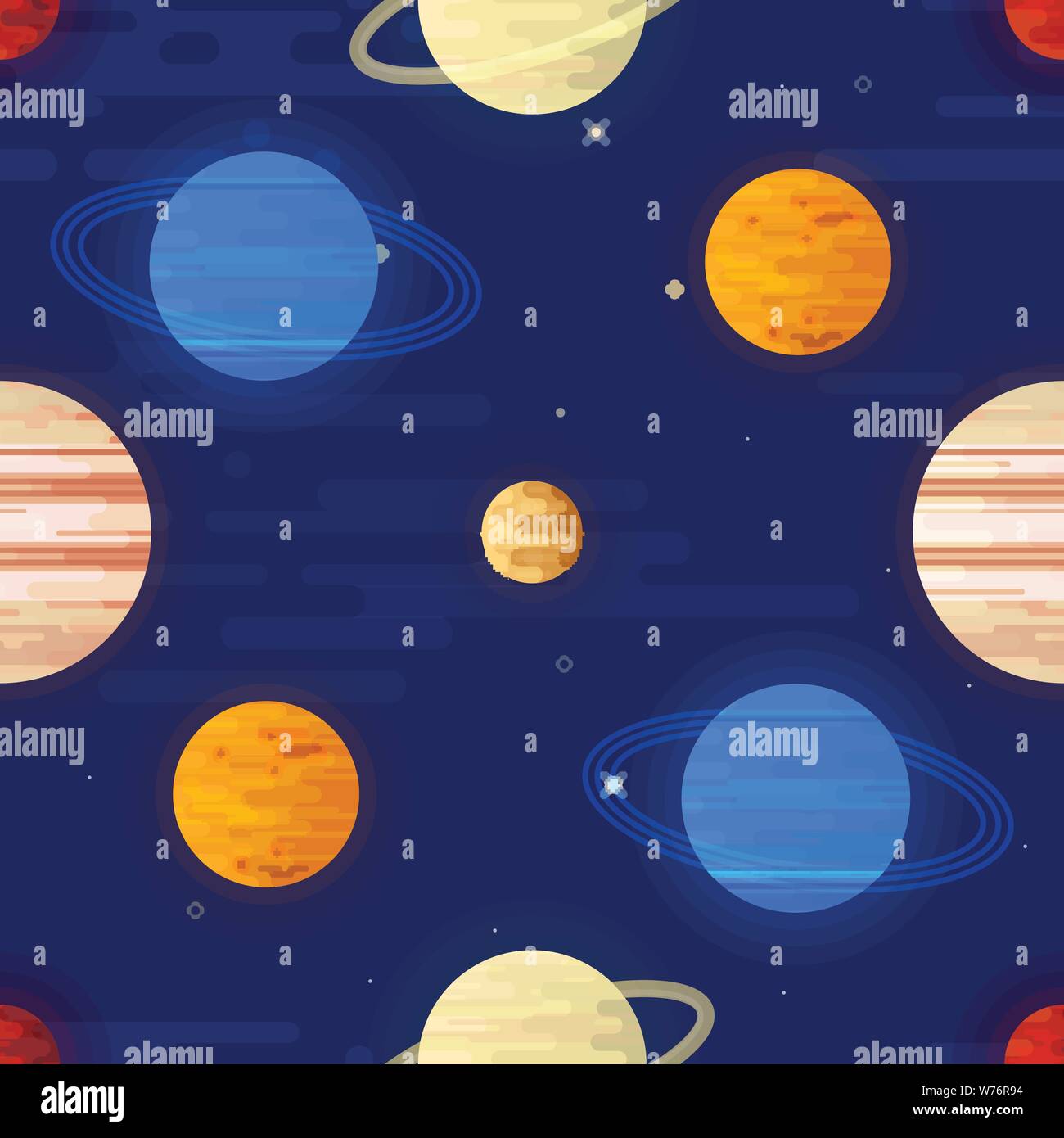 Space print. Seamless vector pattern. Different colored planets of the ...