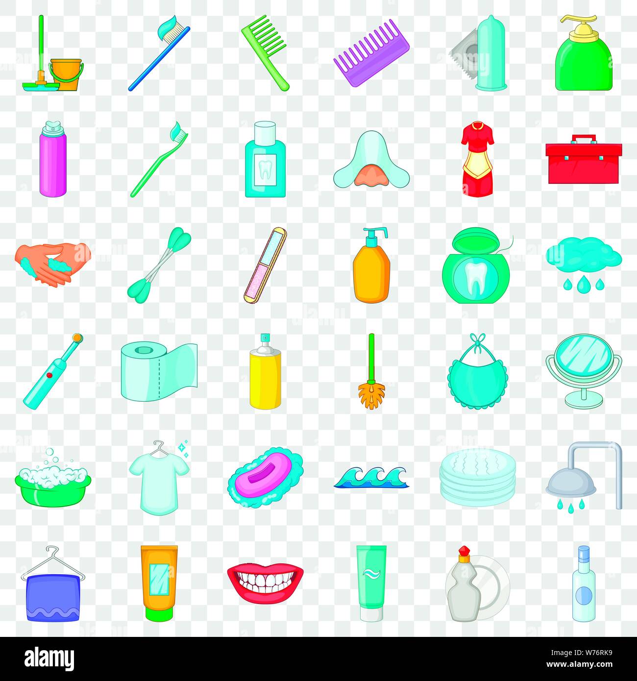 Hygiene icons set, cartoon style Stock Vector Image & Art - Alamy