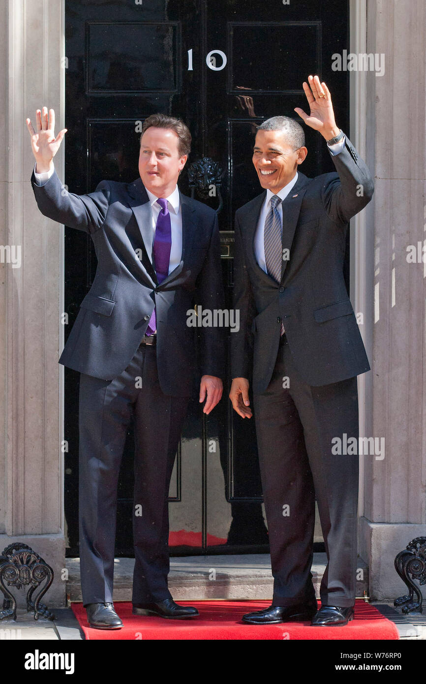 British Prime Minister David Cameron with US President Barack Obama at ...