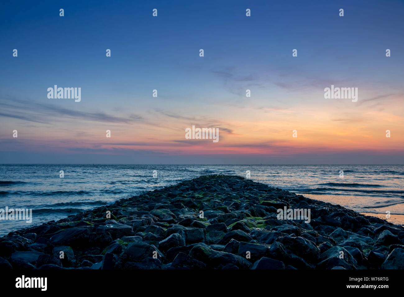 sand beach sunset view in island norderney, travel Germany Stock Photo ...