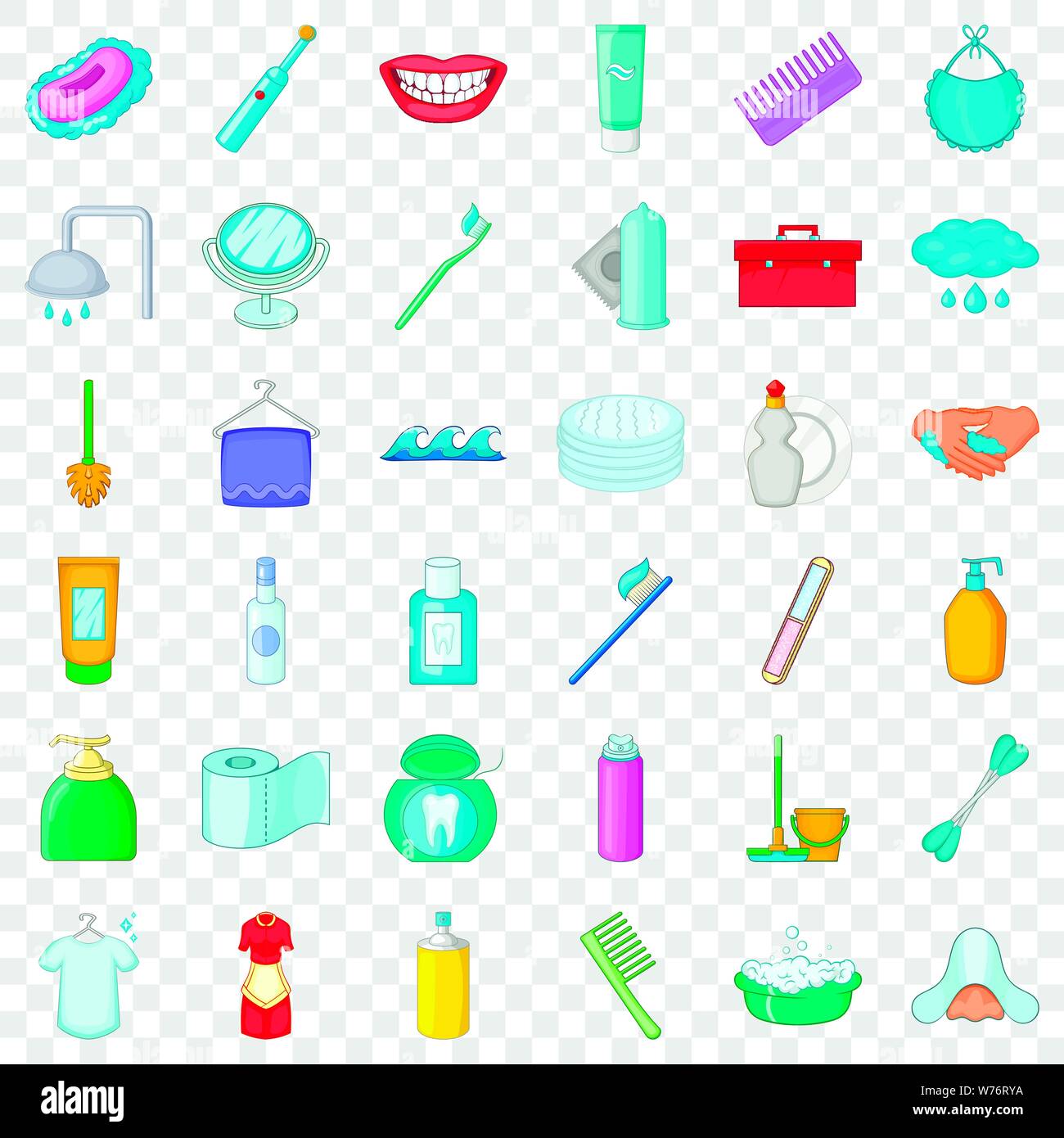 Cleaning icons set, cartoon style Stock Vector Image & Art - Alamy