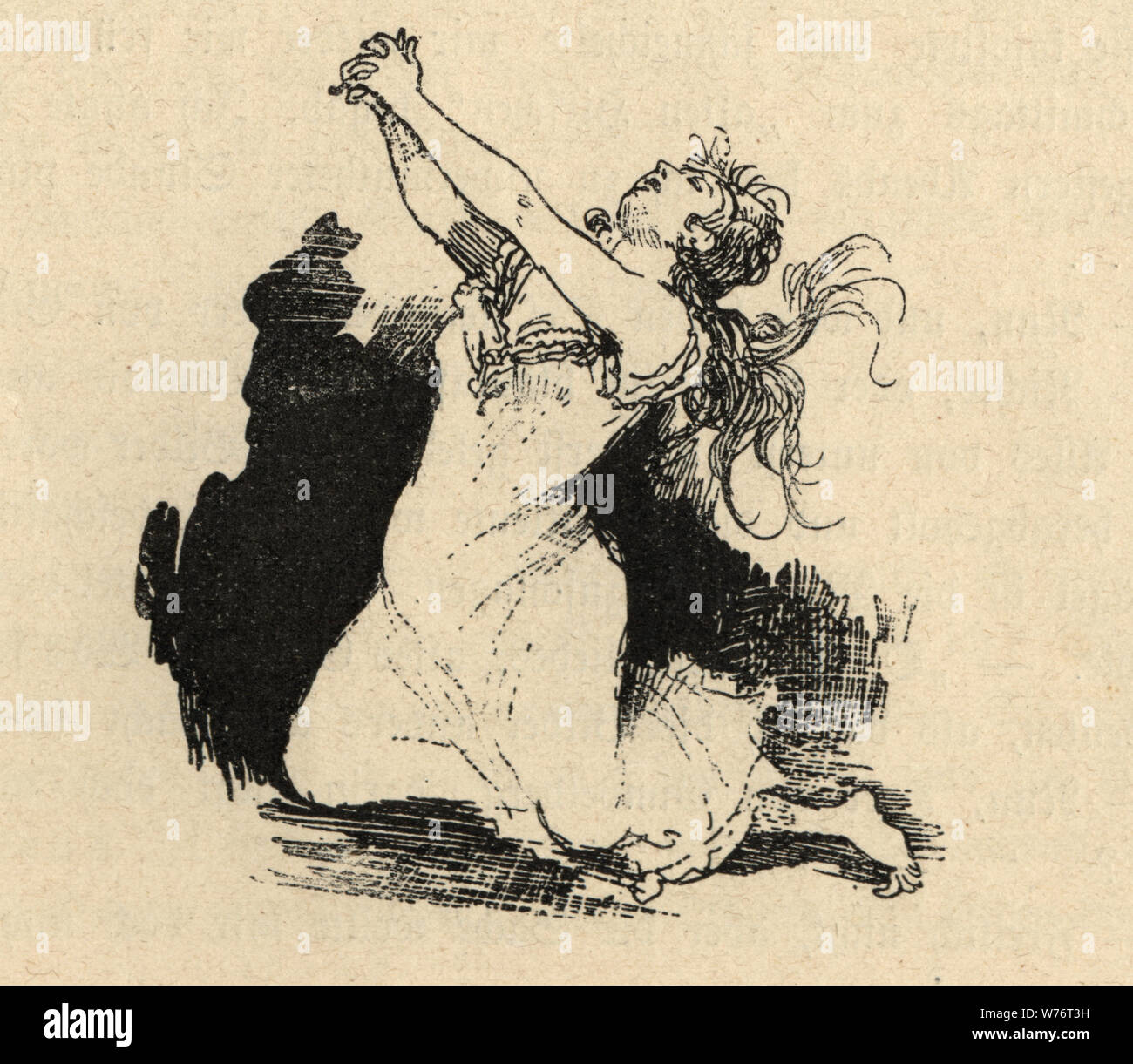 Cartoon Woman Pleading On Knees