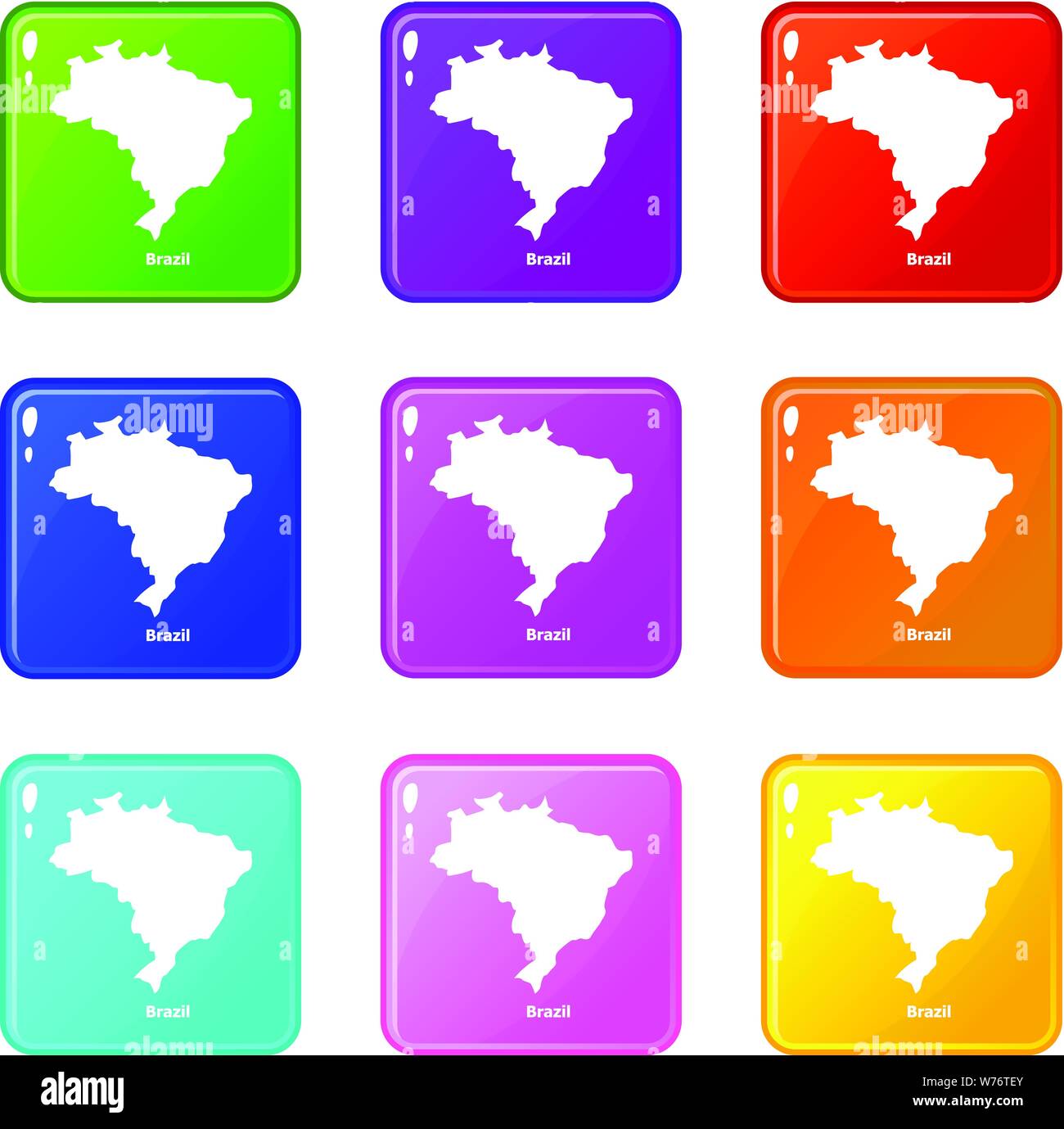 Brazil map icons set 9 color collection Stock Vector Image & Art - Alamy