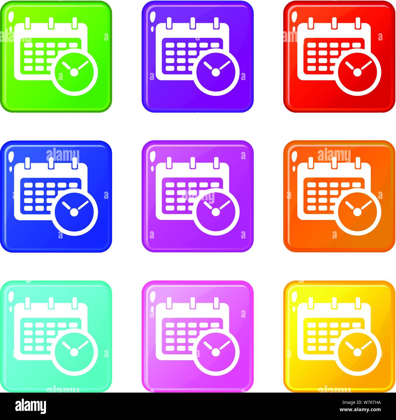 Deadline calendar icons set 9 color collection Stock Vector Image & Art ...