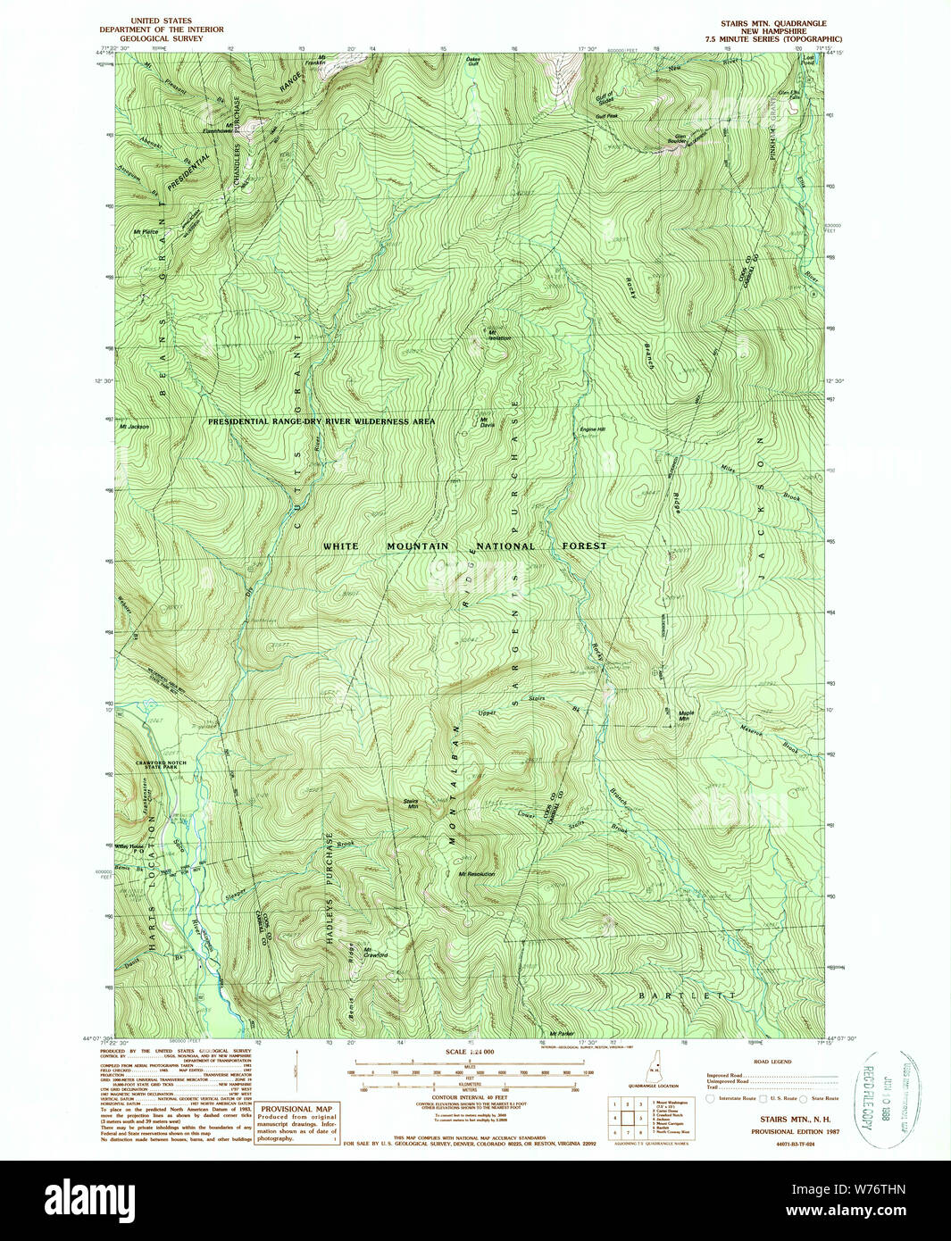 USGS TOPO Map New Hampshire NH Stairs Mountain 329801 1987 24000 ...