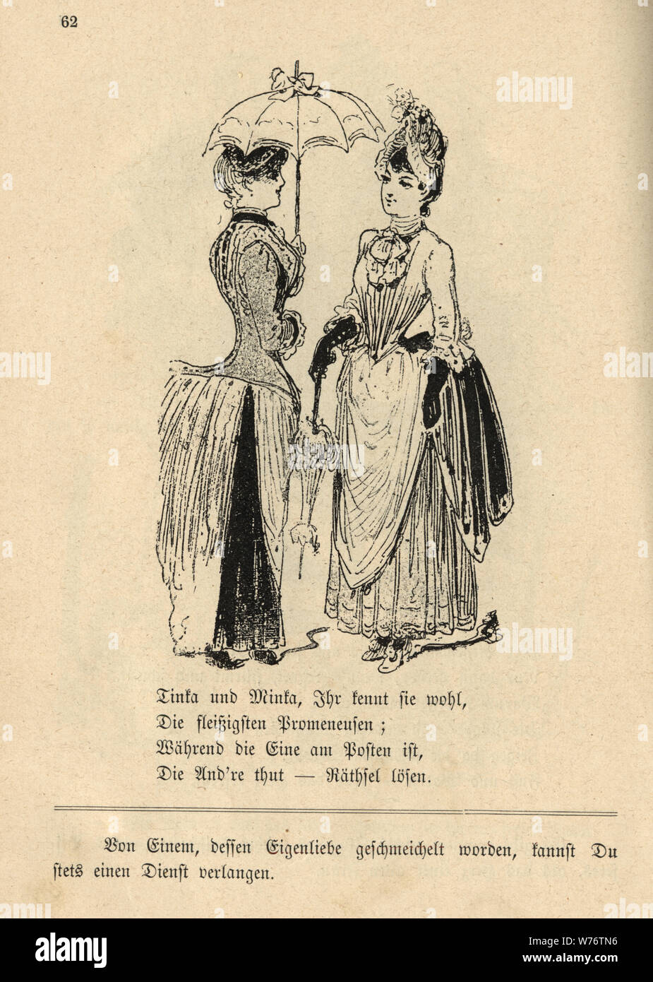 German cartoon of two women talking, 19th Century Stock Photo - Alamy