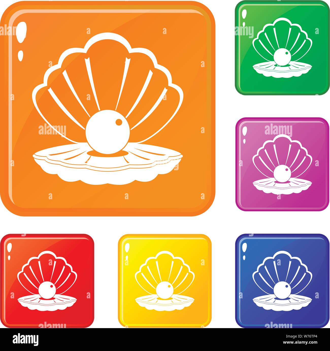 Pearl in a sea shell icons set vector color Stock Vector Image & Art ...