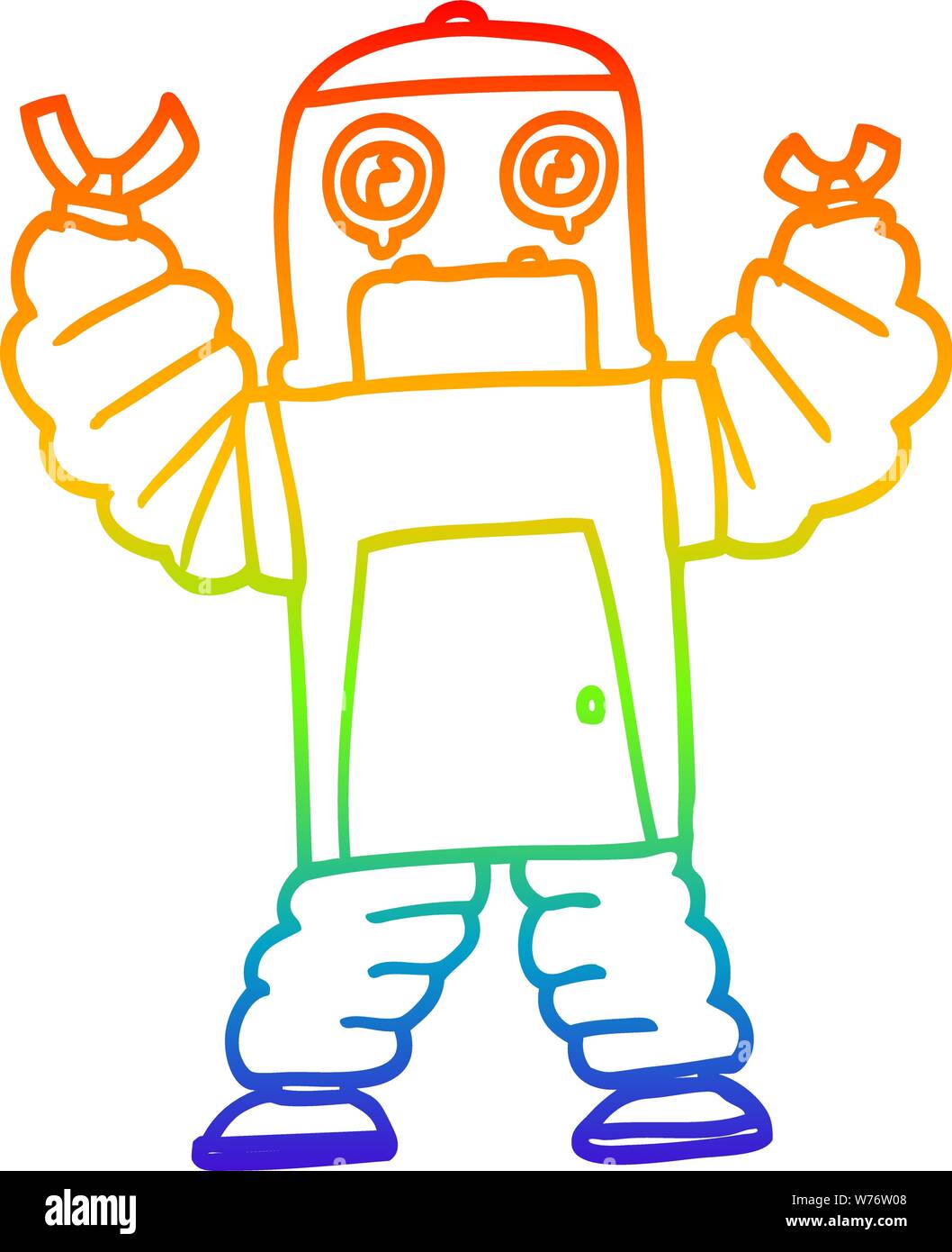 rainbow gradient line drawing of a cartoon robot Stock Vector Image ...