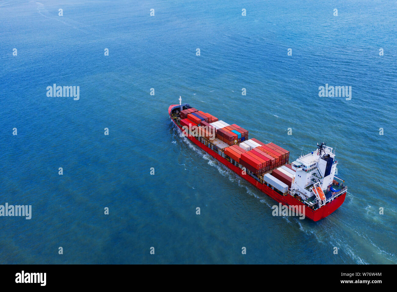 Aerial view of container cargo ship in sea Stock Photo - Alamy