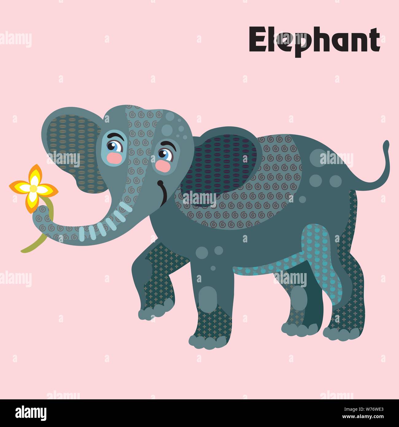 Cute elephant in flat Stock Vector Images - Alamy