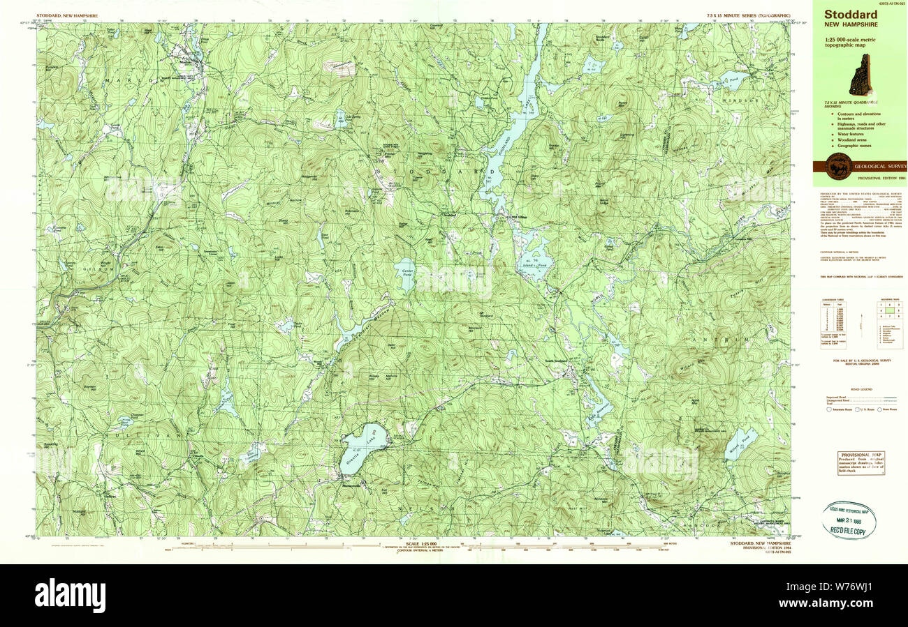 USGS TOPO Map New Hampshire NH Stoddard 329912 1984 25000 Restoration ...