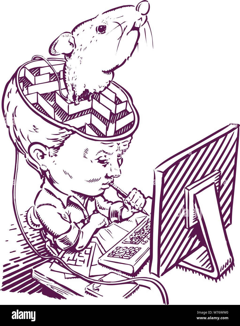 Think brain maze. A mouse navigates a maze contained inside the cross ...