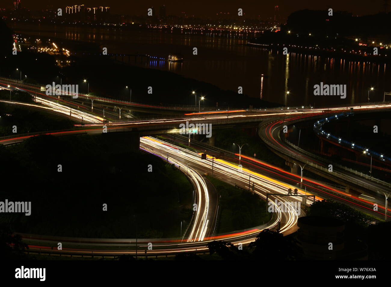 light trail on the bridge Stock Photo - Alamy