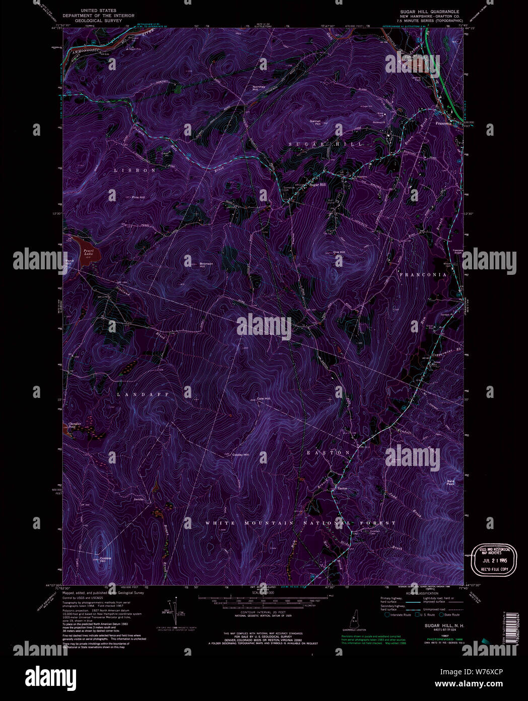 USGS TOPO Map New Hampshire NH Sugar Hill 329812 1967 24000 Inverted ...