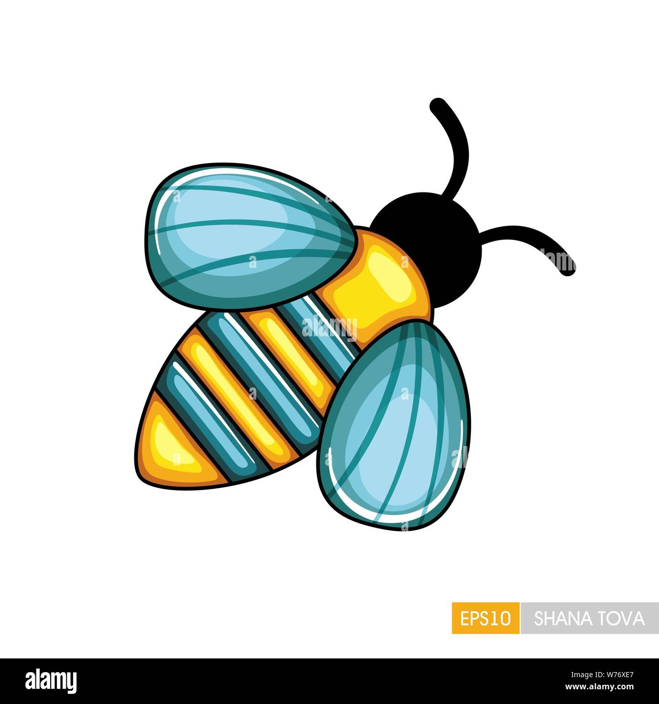 Bee. Rosh Hashanah icon. Shana tova. Happy and sweet new year in Hebrew ...