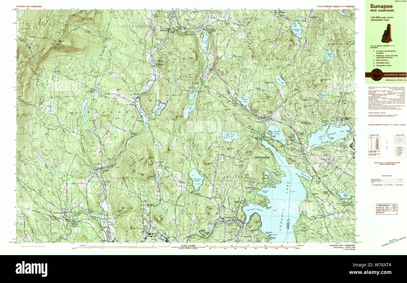 Map of sunapee new hampshire hi-res stock photography and images - Alamy