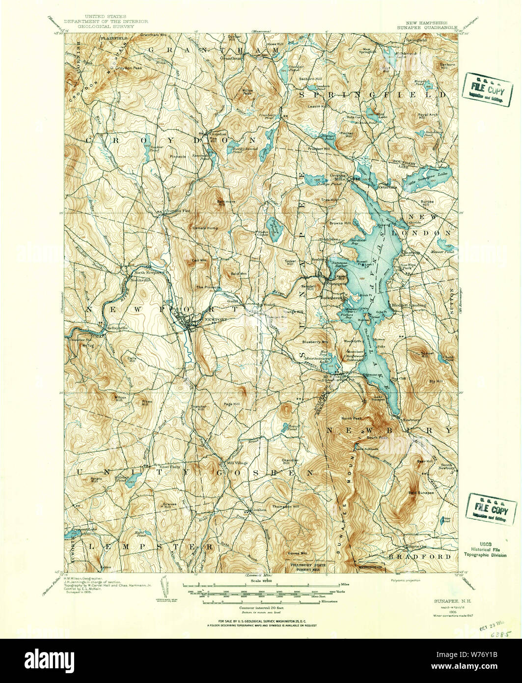 Map of sunapee hi-res stock photography and images - Alamy