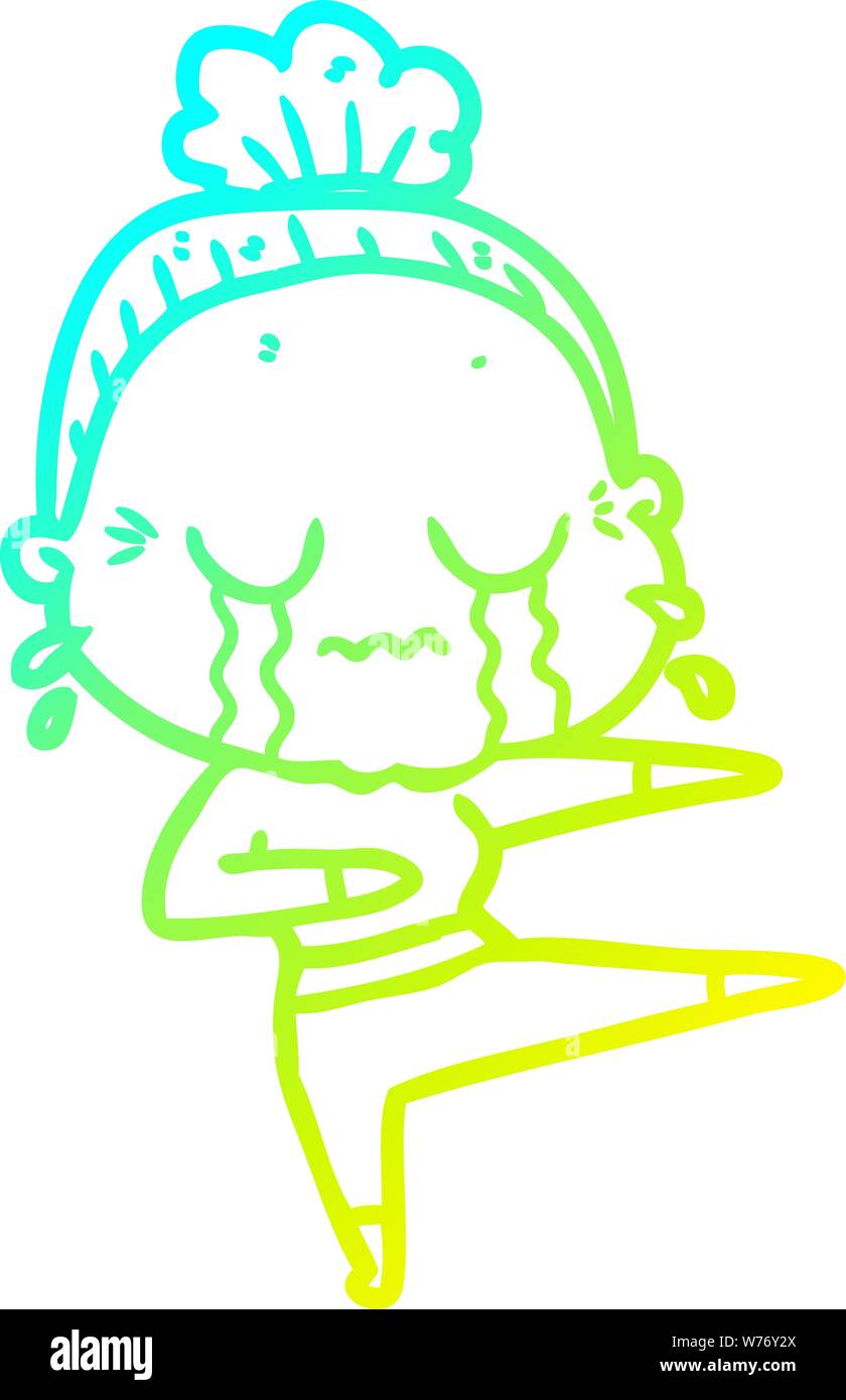 cold gradient line drawing of a cartoon old dancer woman crying Stock ...