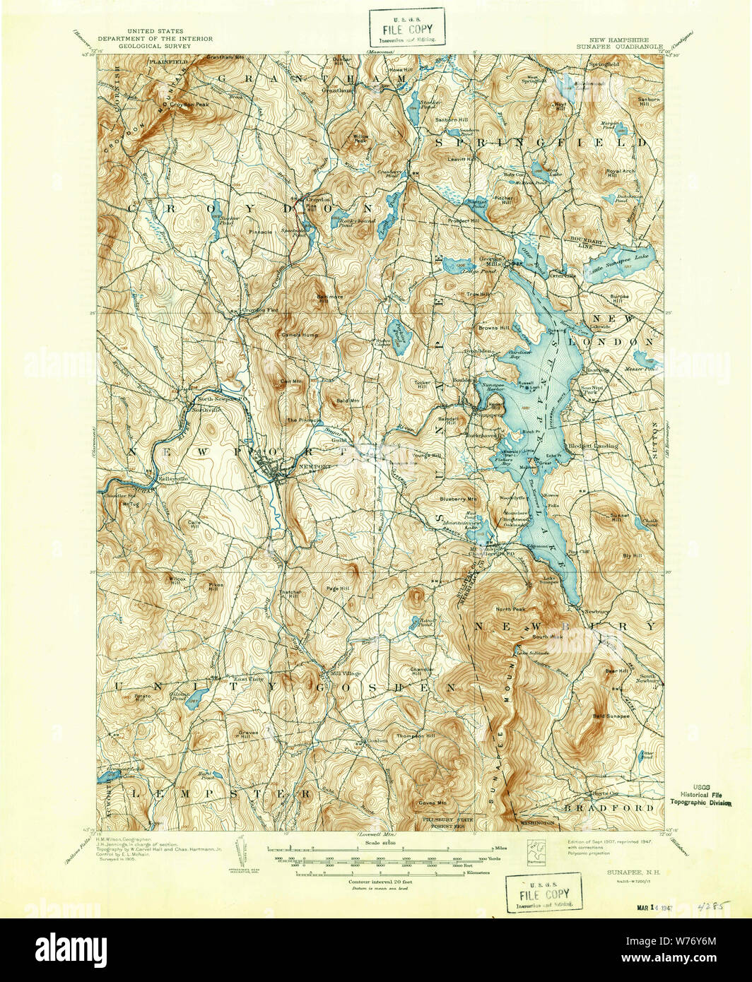 Map of sunapee hi-res stock photography and images - Alamy