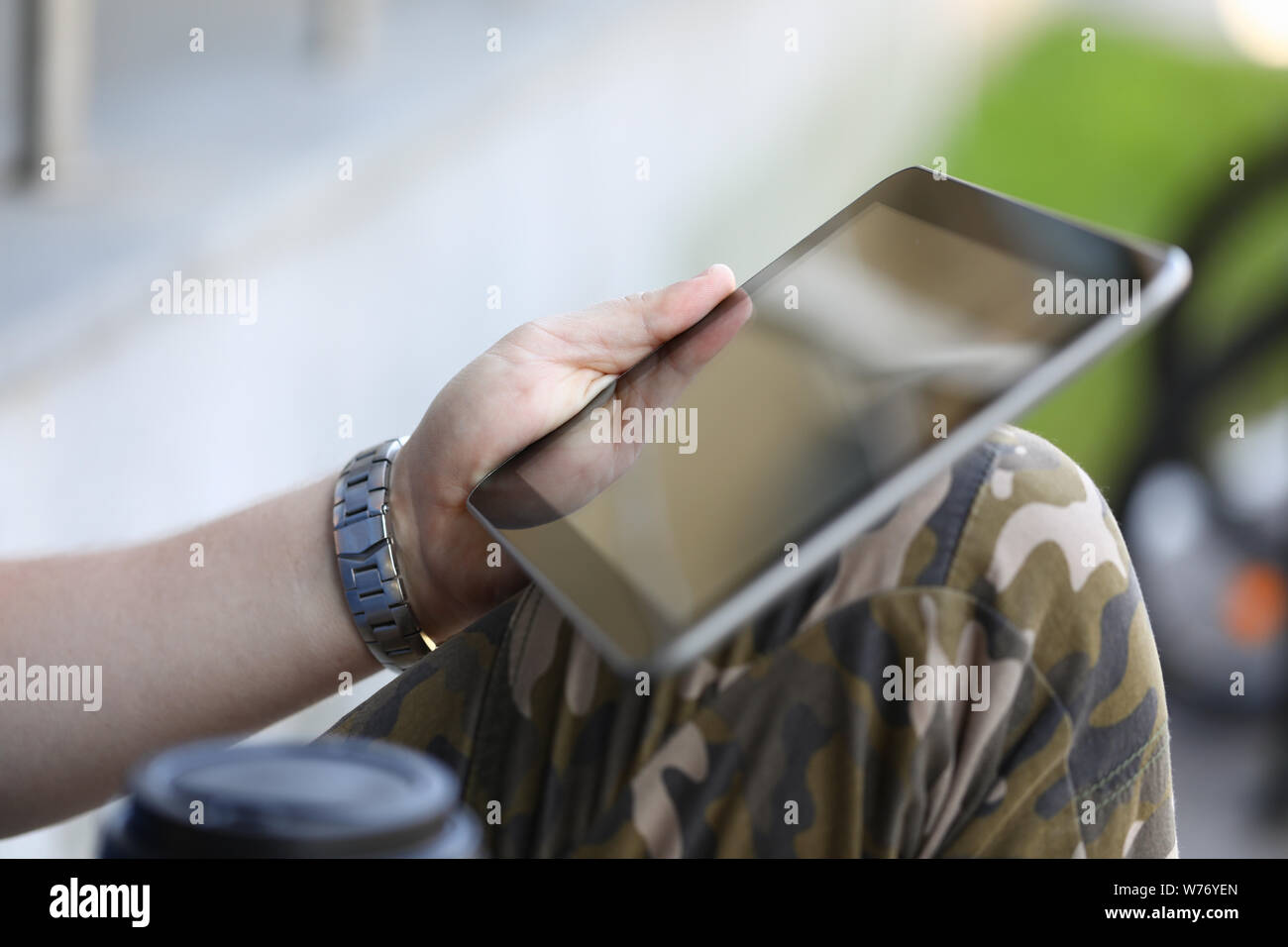 Guy with stylish tablet Stock Photo - Alamy