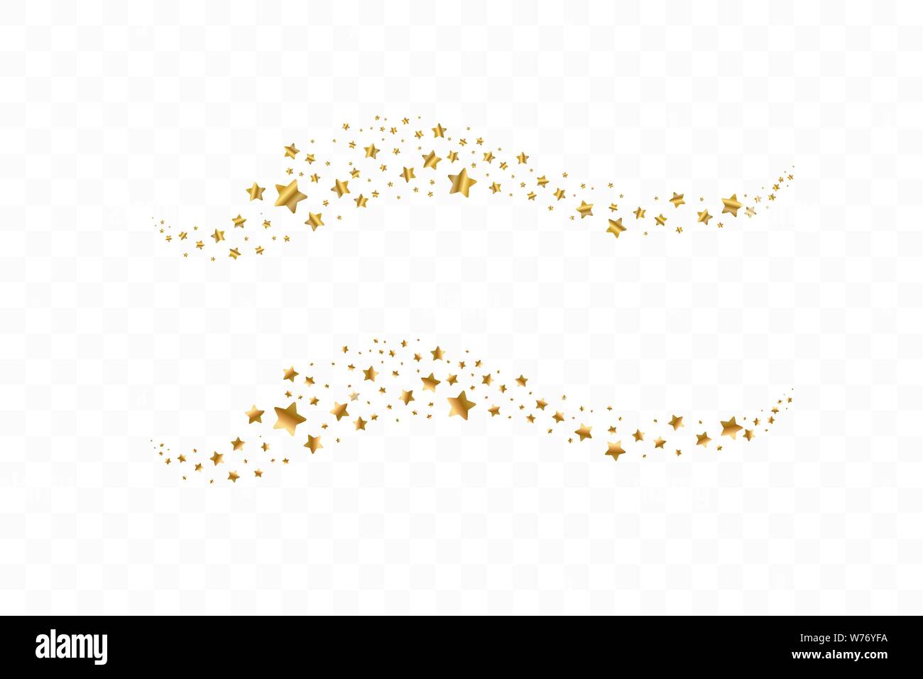 Falling golden stars. Cloud of golden stars isolated on transparent ...