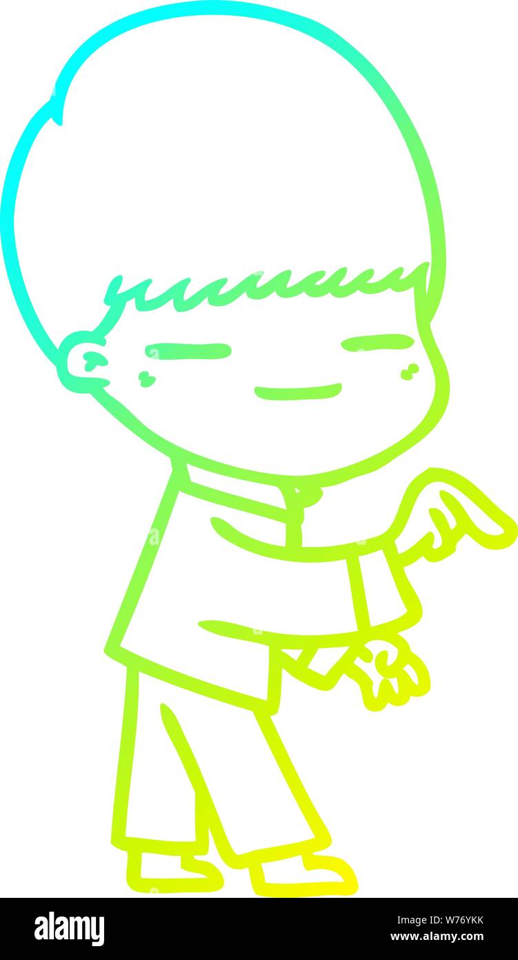 cold gradient line drawing of a cartoon smug boy Stock Vector Image ...