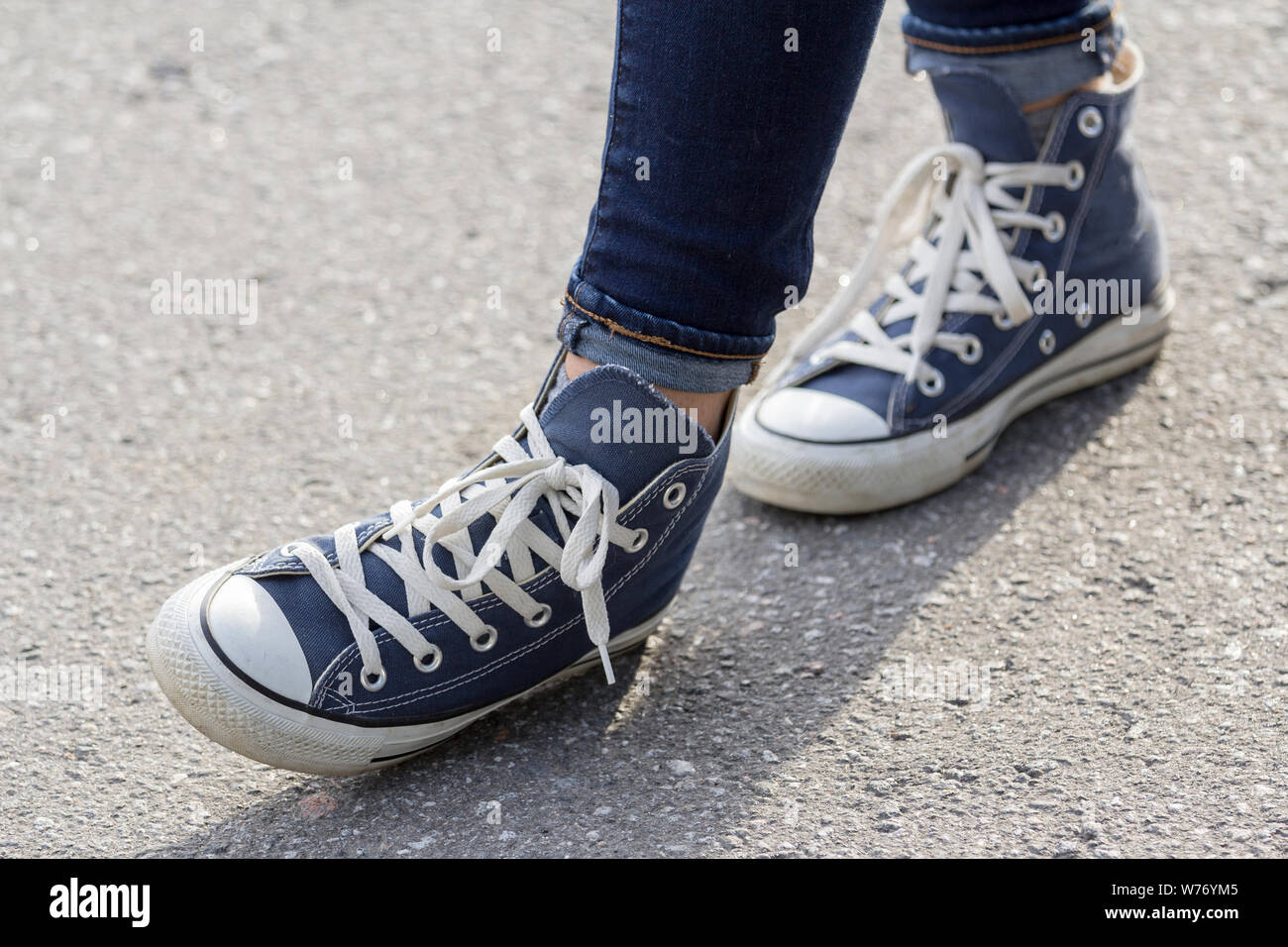 Closeup feet walking sidewalk hi-res stock photography and images - Alamy