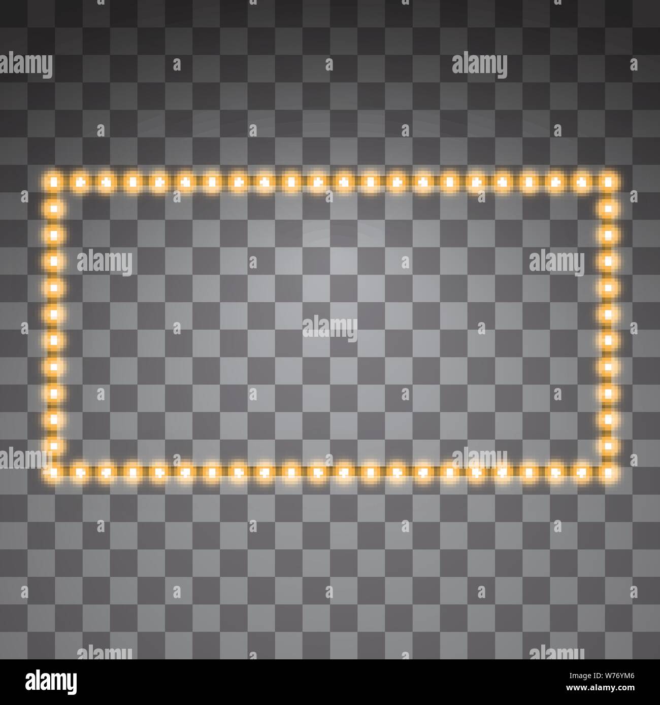 Shining golden led vector rectangle frames, neon illumination on ...