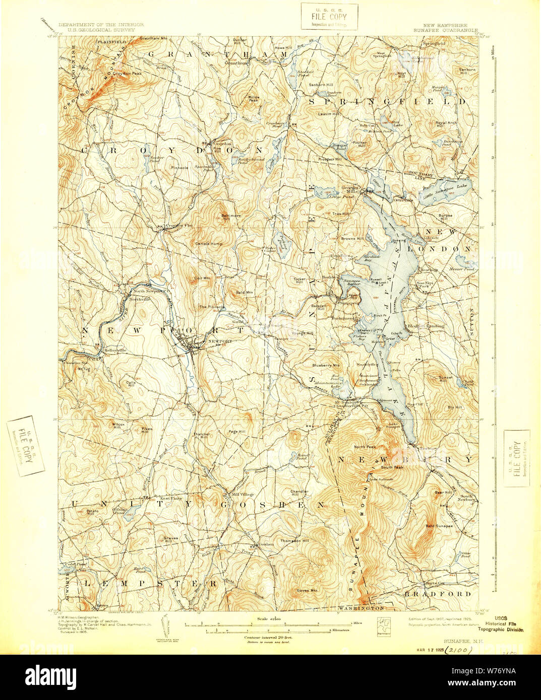 Map of sunapee hi-res stock photography and images - Alamy
