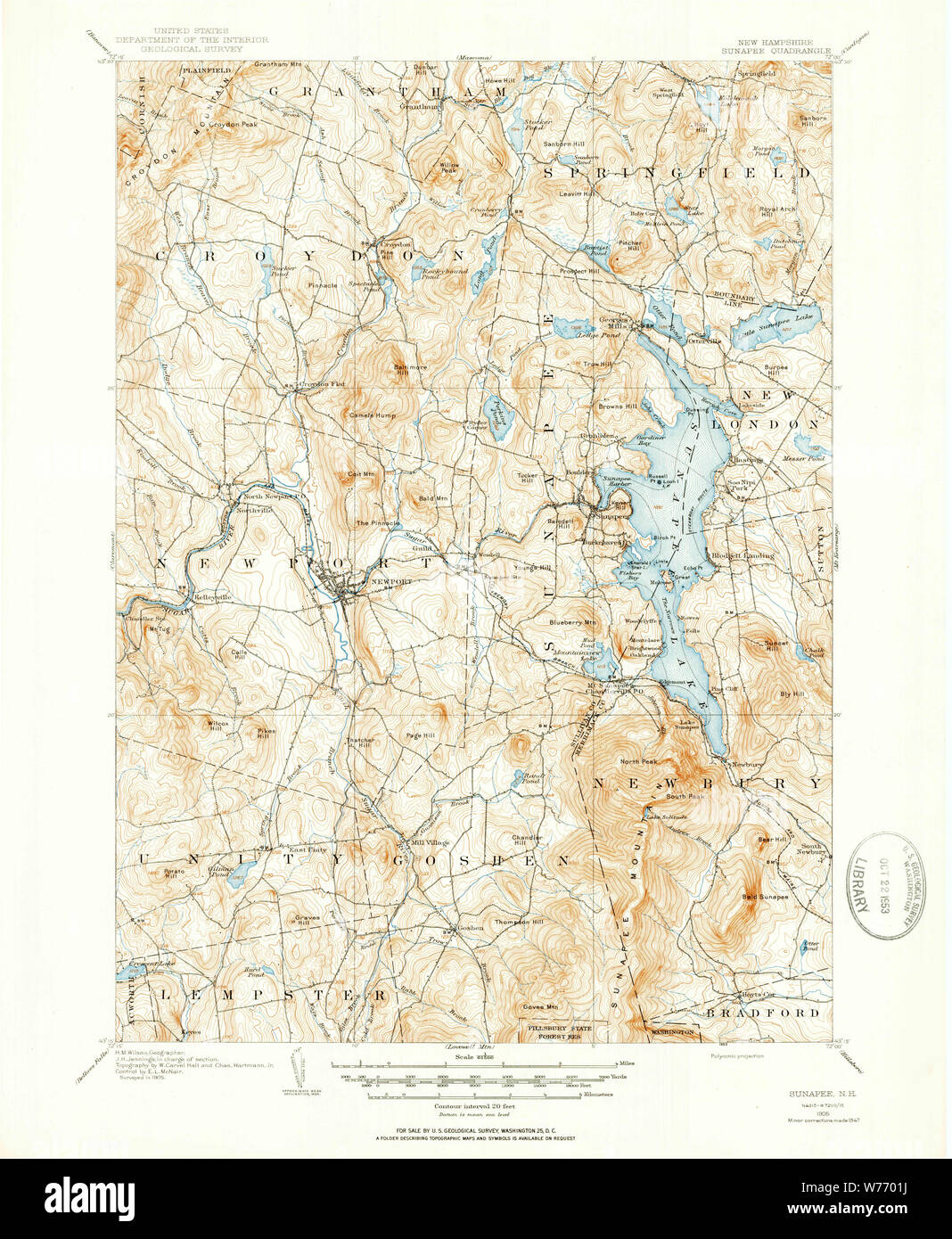 Sunapee map hi-res stock photography and images - Alamy
