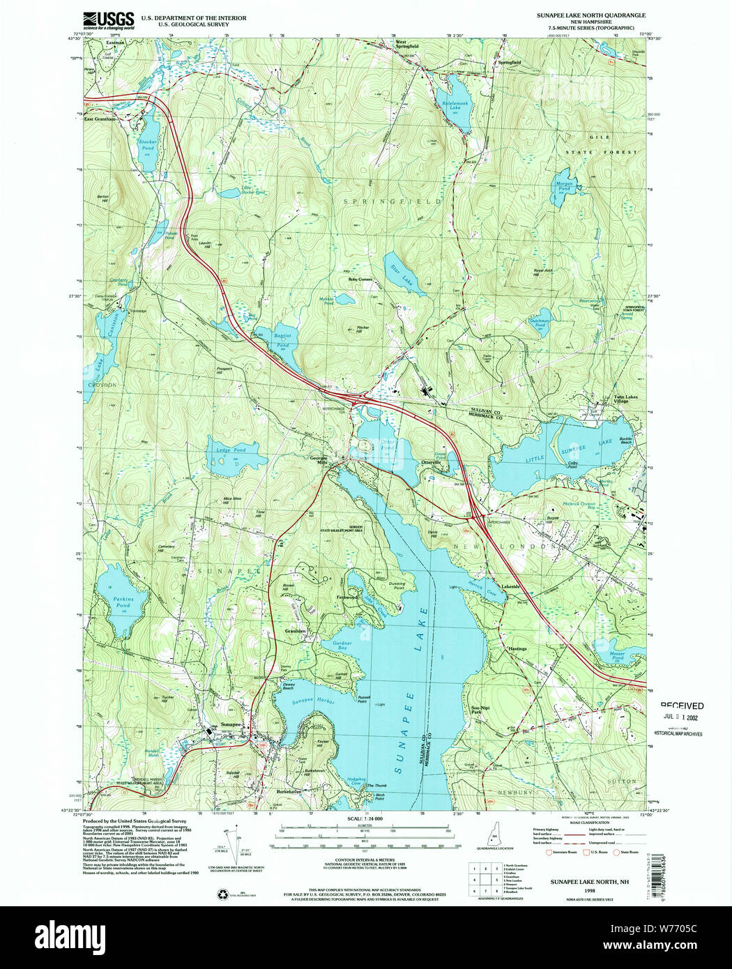 Map Of Sunapee New Hampshire High Resolution Stock Photography and ...