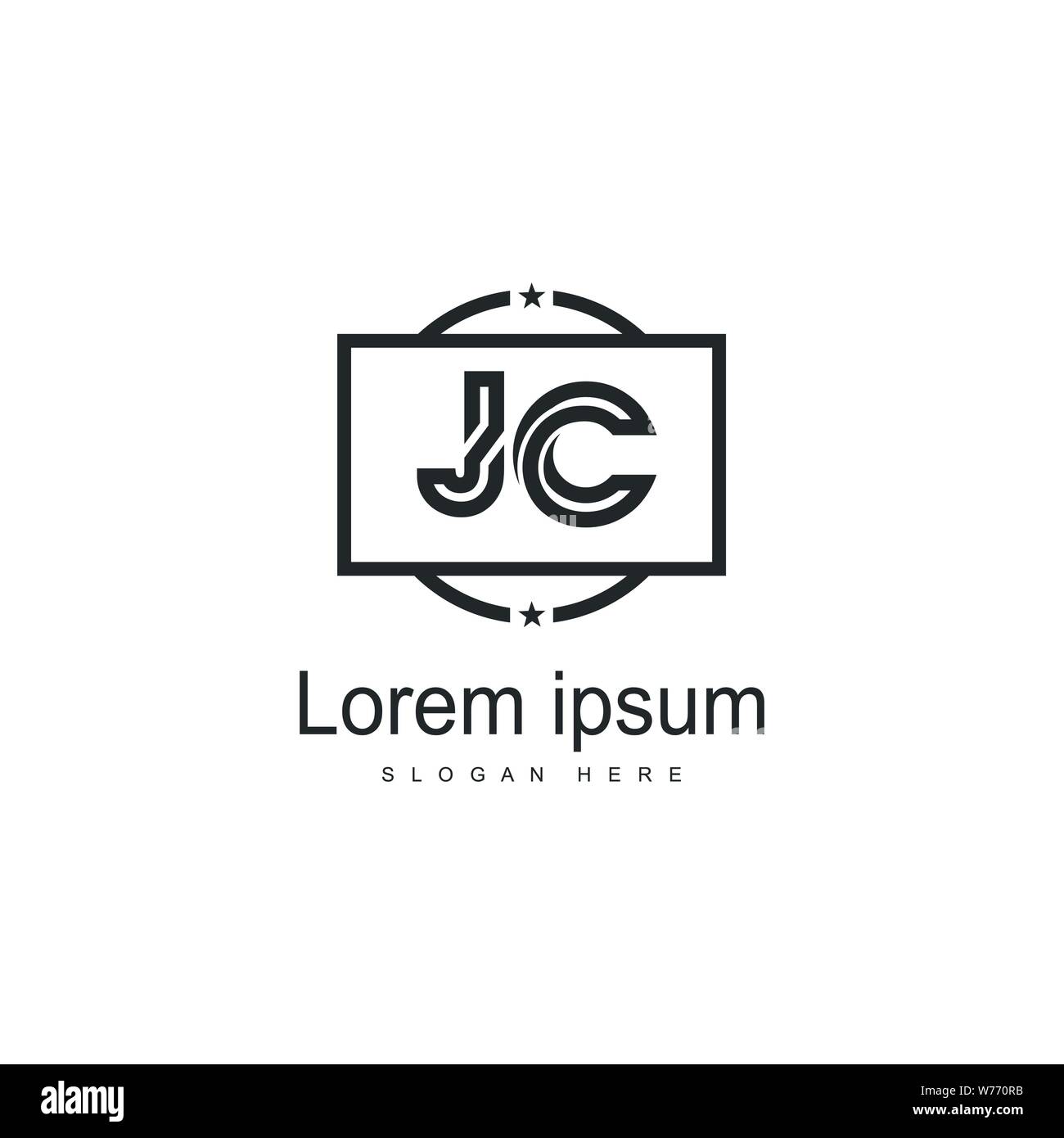 Initial JC logo template with modern frame. Minimalist JC letter logo ...