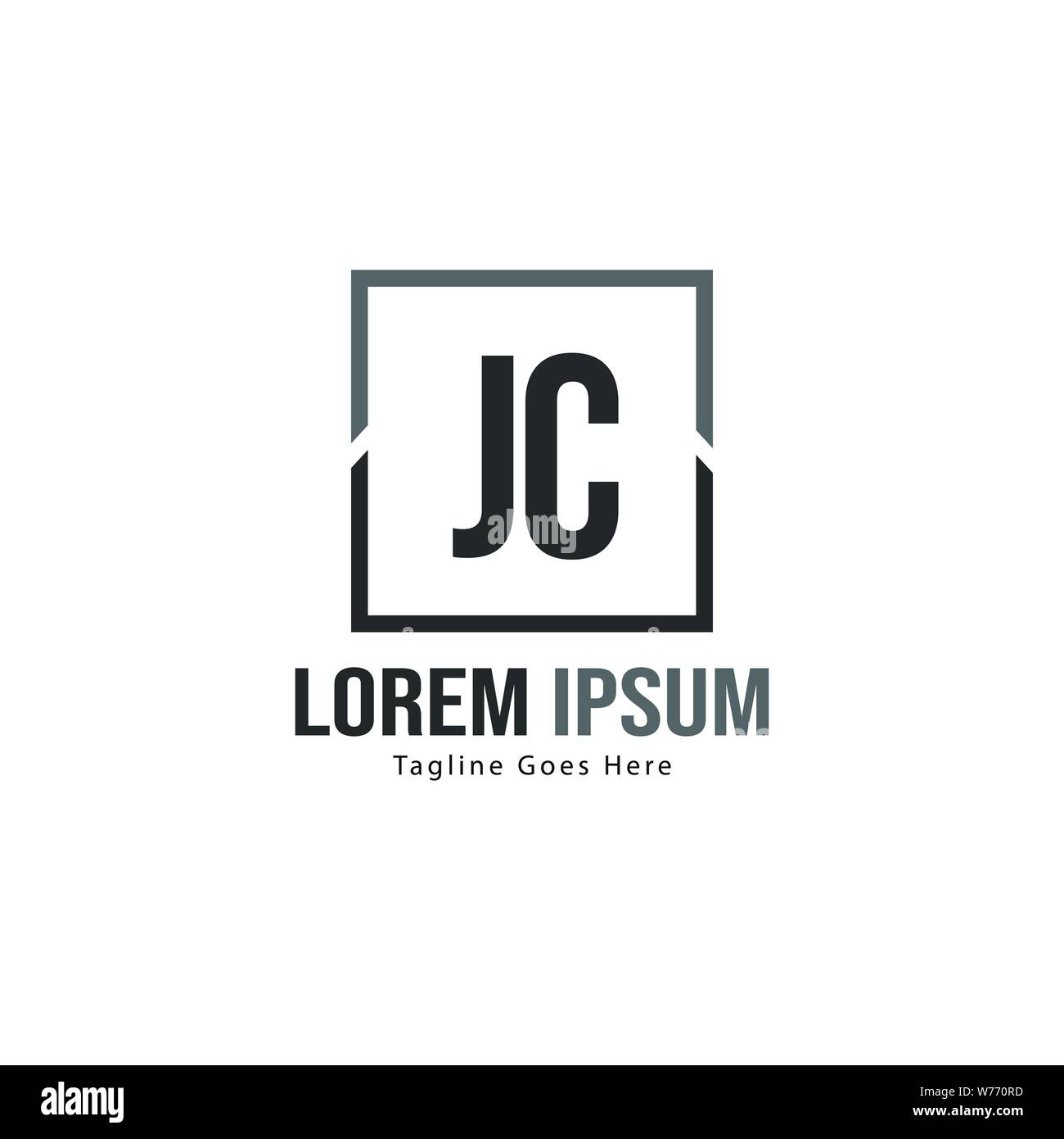 Initial JC logo template with modern frame. Minimalist JC letter logo ...